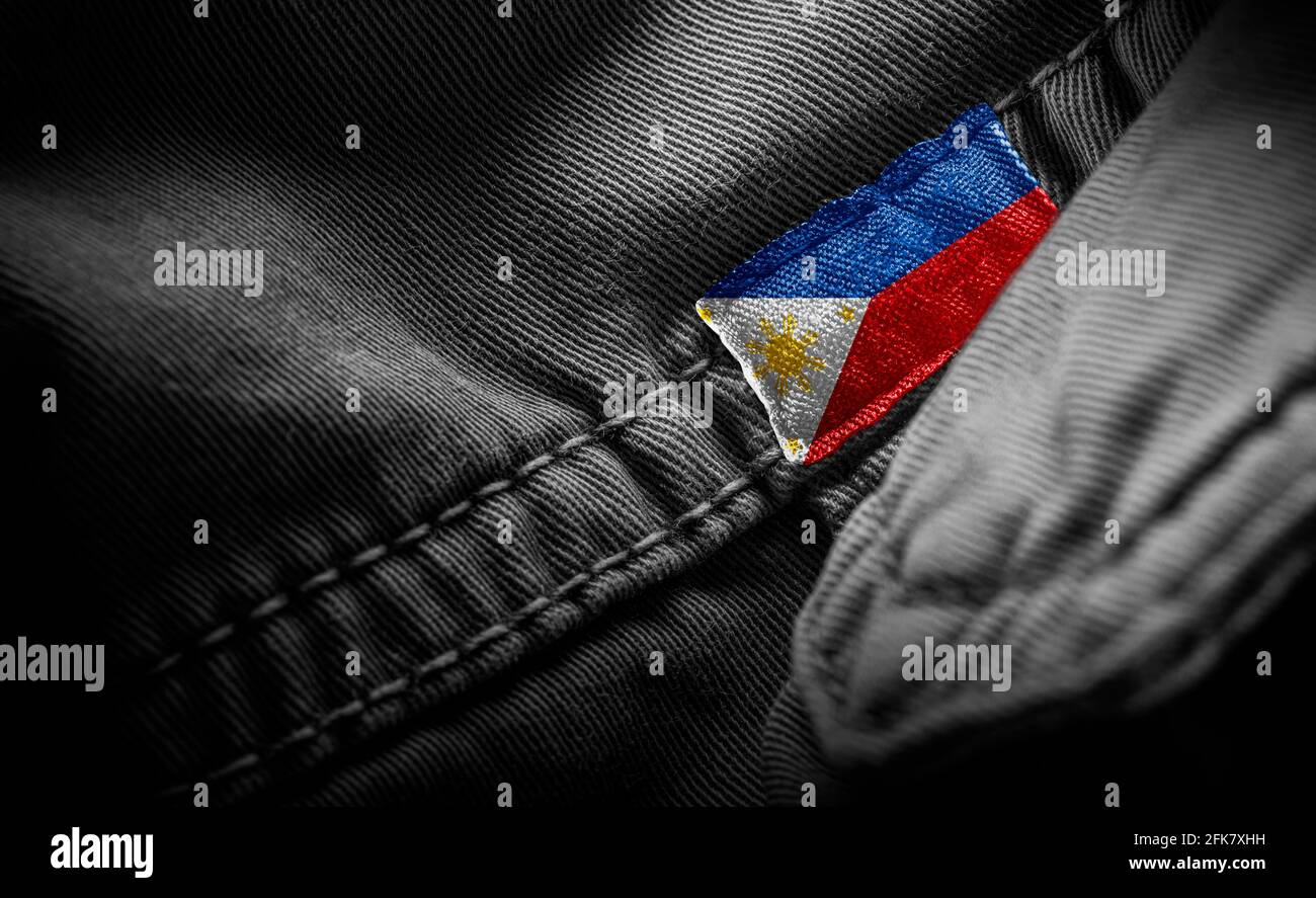 Tag on dark clothing in the form of the flag of the Philippines Stock ...
