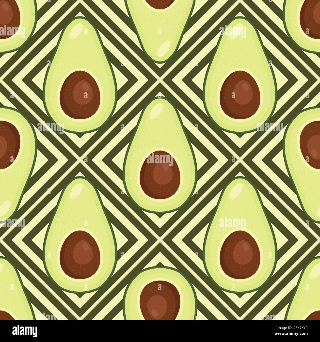 Modern seamless pattern with avocado and abstract elements. Vector texture for textile, wrapping ...