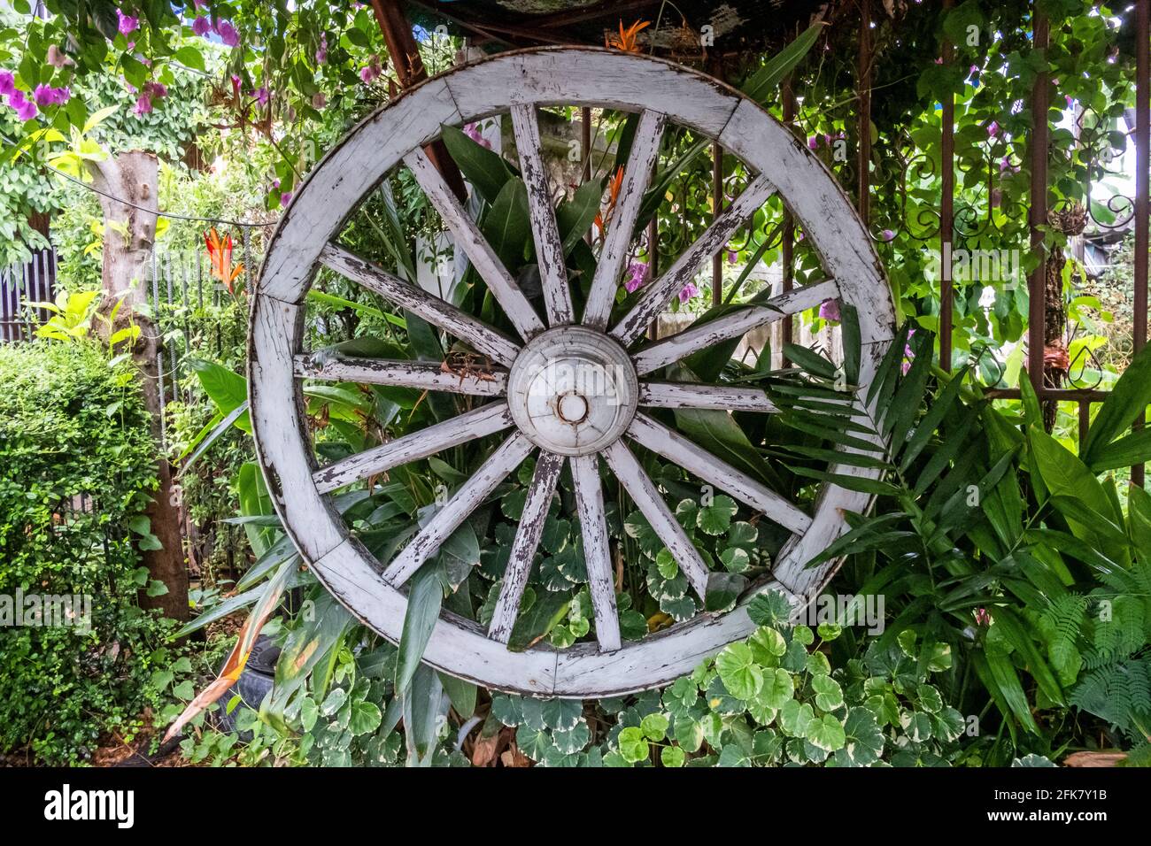 Ornamental garden wheels Stock Photo - Alamy