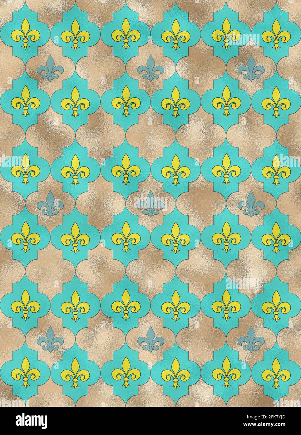 fleur-de-lis French seamless pattern with turquoise blue repeat motif ...