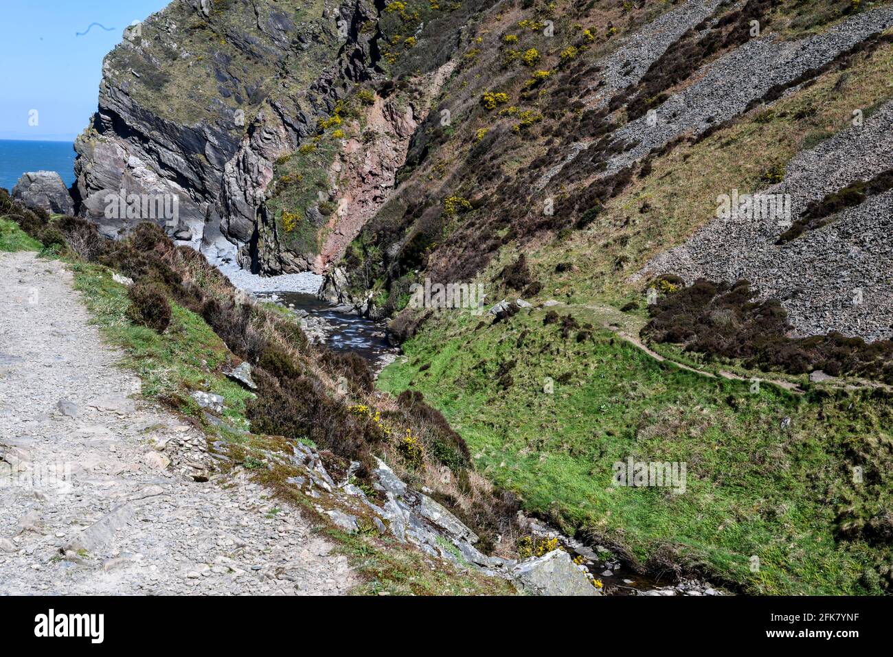 Footpath through country hiking route on a coastal walk uk Stock Photo ...