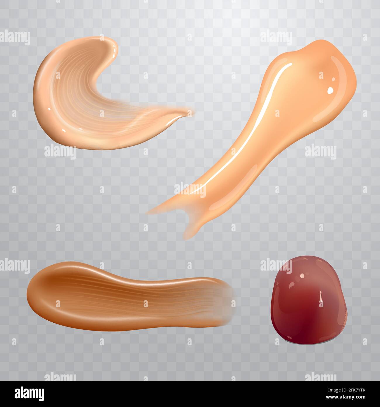 Set of realistic cosmetic cream smears. Skincare product of different ...