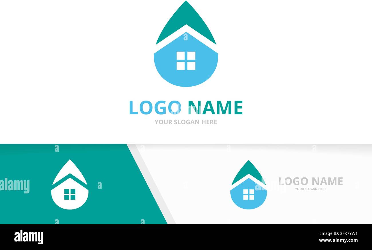 Vector water and real estate logo combination. Unique oil drop and ...