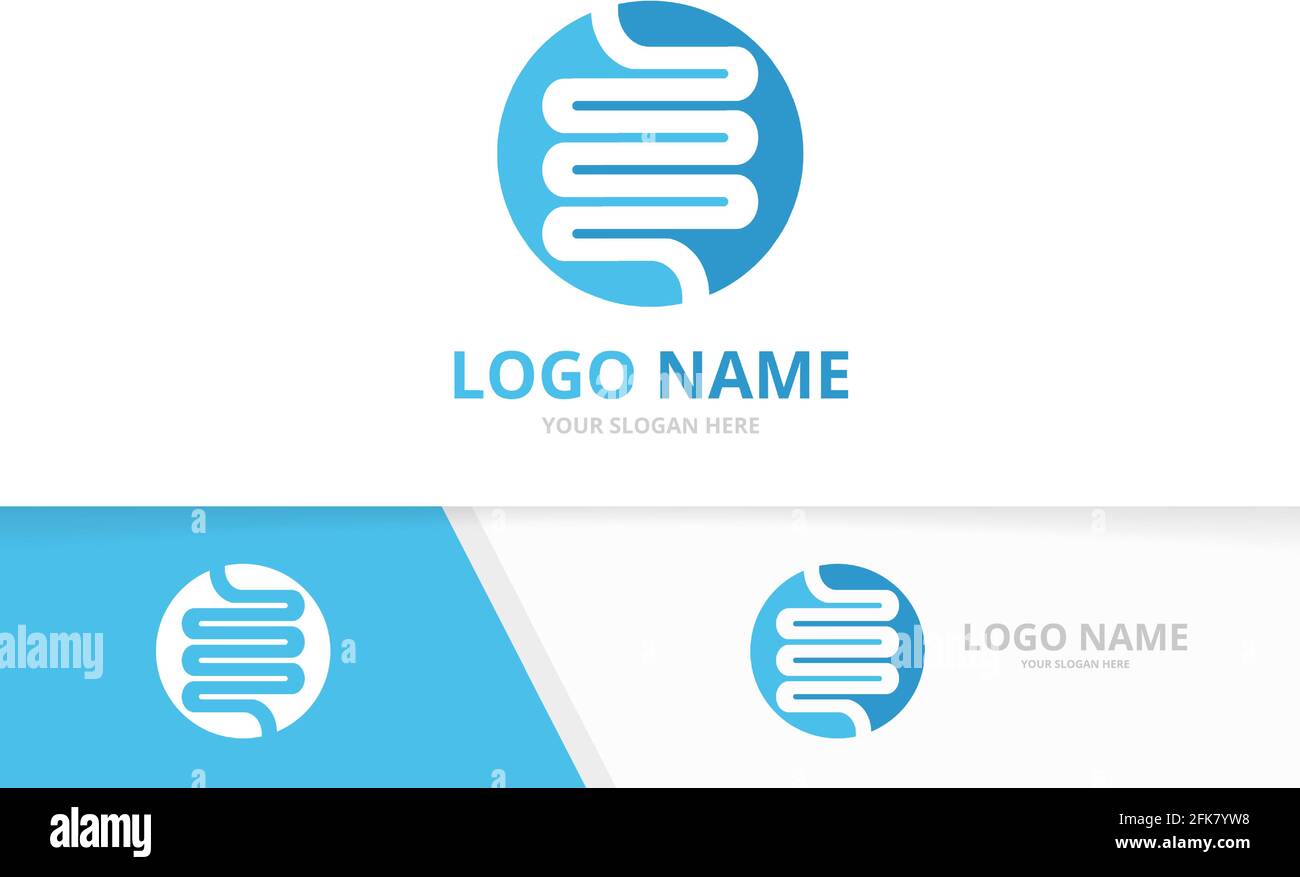 Intestine human organ logo in the circle. Digestive system logotype ...