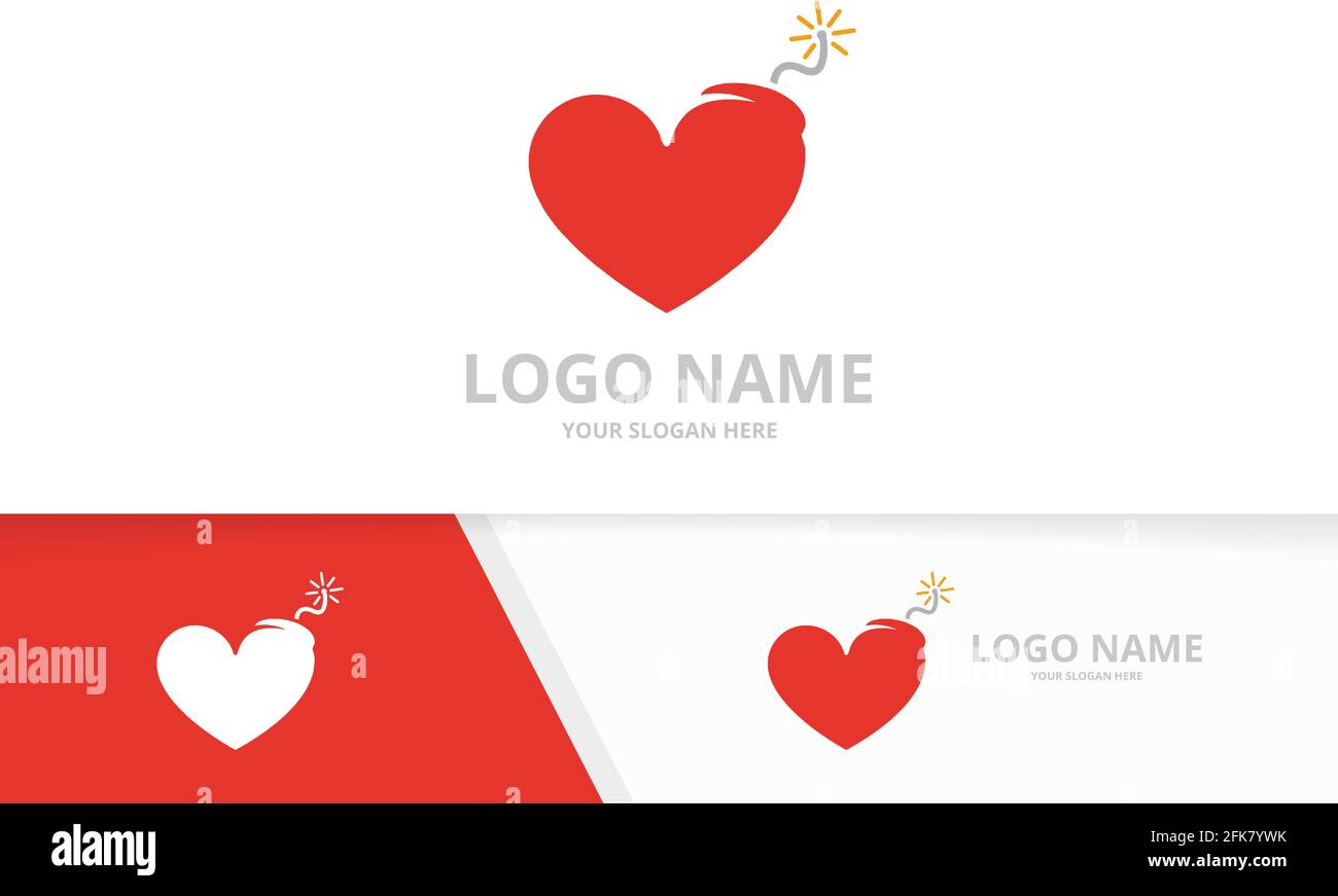 Vector heart and bomb logo combination. Detonate logotype design ...