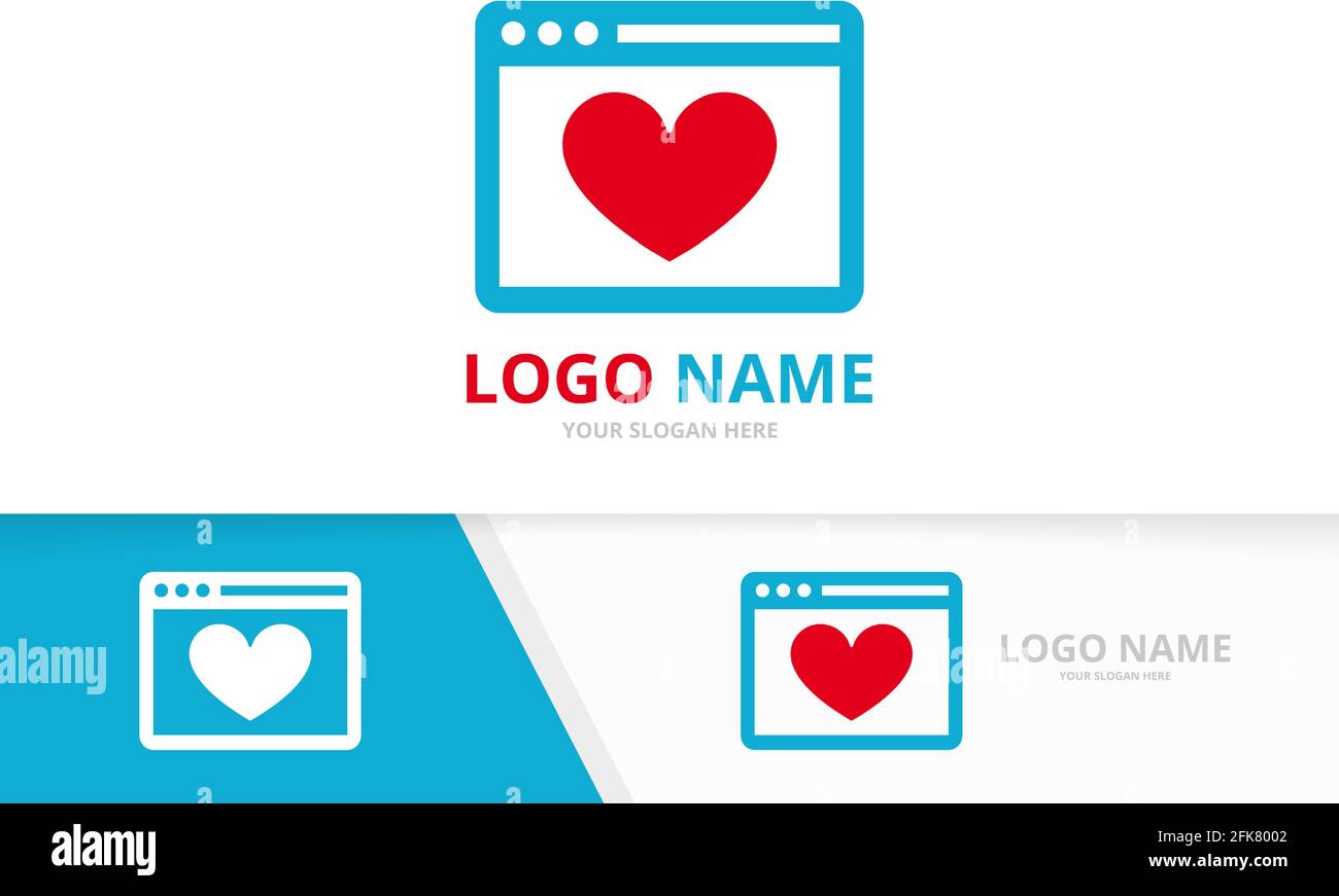 Vector heart and browser logo combination. Love web page logotype ...