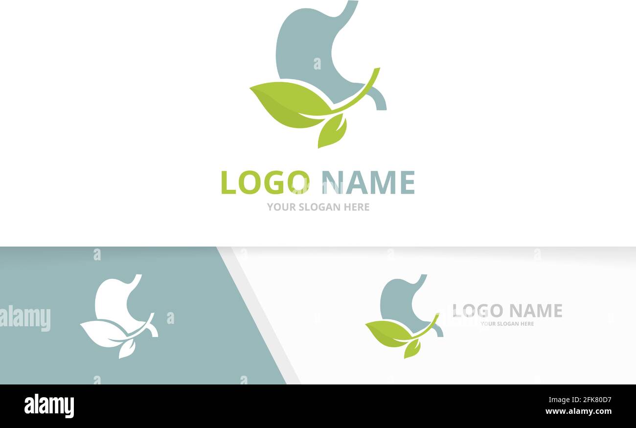 Premium ecological stomach logo. Unique gastrointestinal tract logotype ...