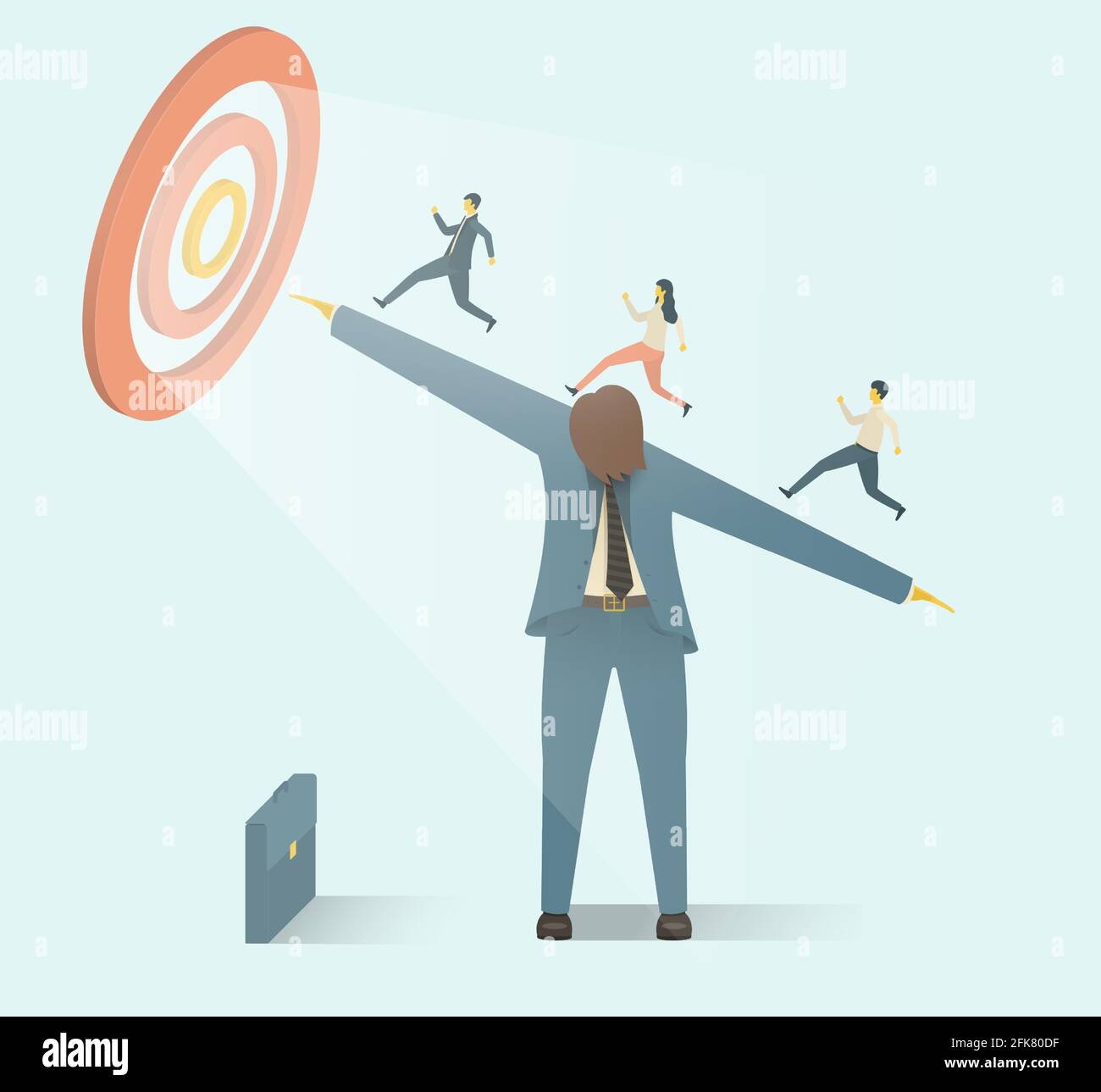 The concept of helping people achieve their goals. Vector illustration ...