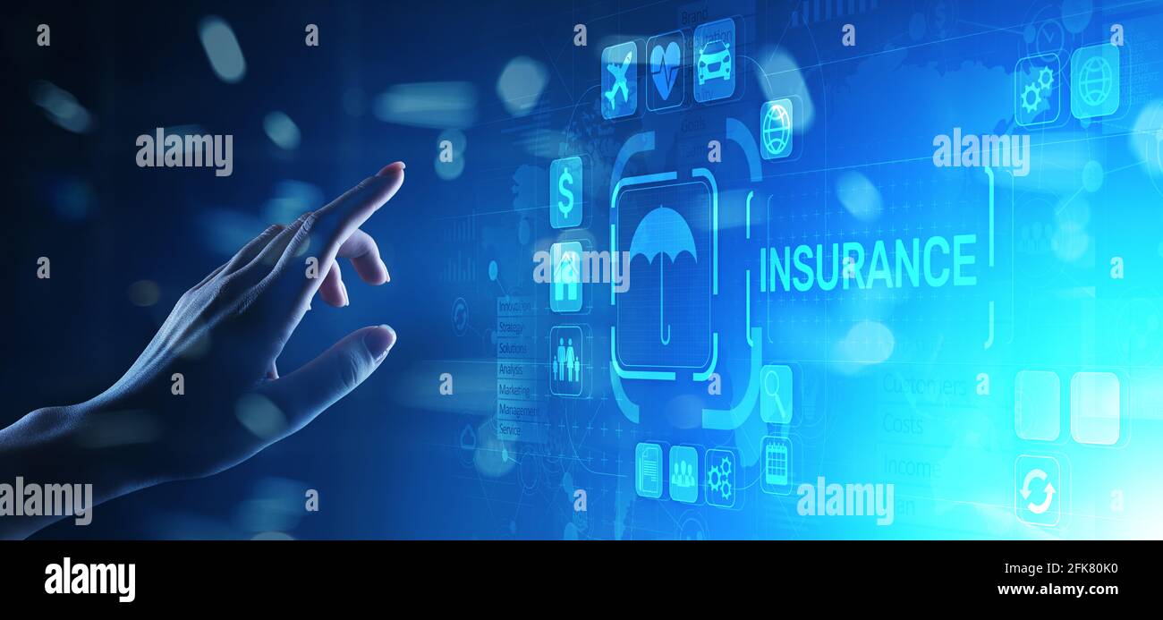 Insurance, health family car money travel Insurtech concept on virtual ...