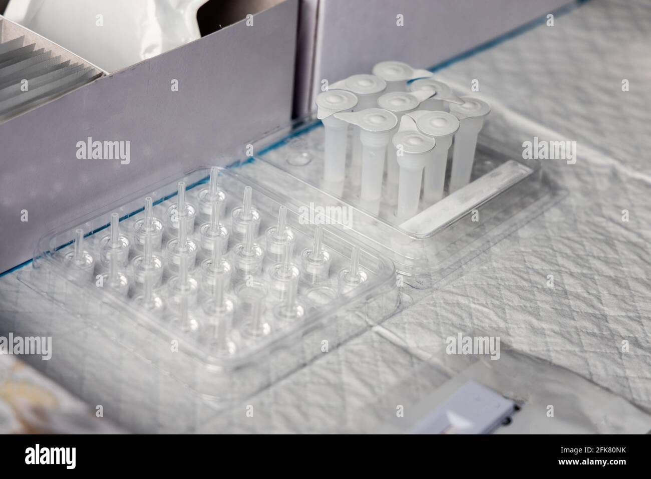 Test equipments for covid 19 swap test at laboratory Stock Photo - Alamy