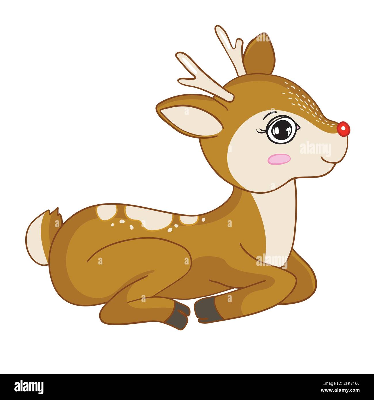 Hand-drawn vector illustration of a cute funny deer. Isolated objects ...