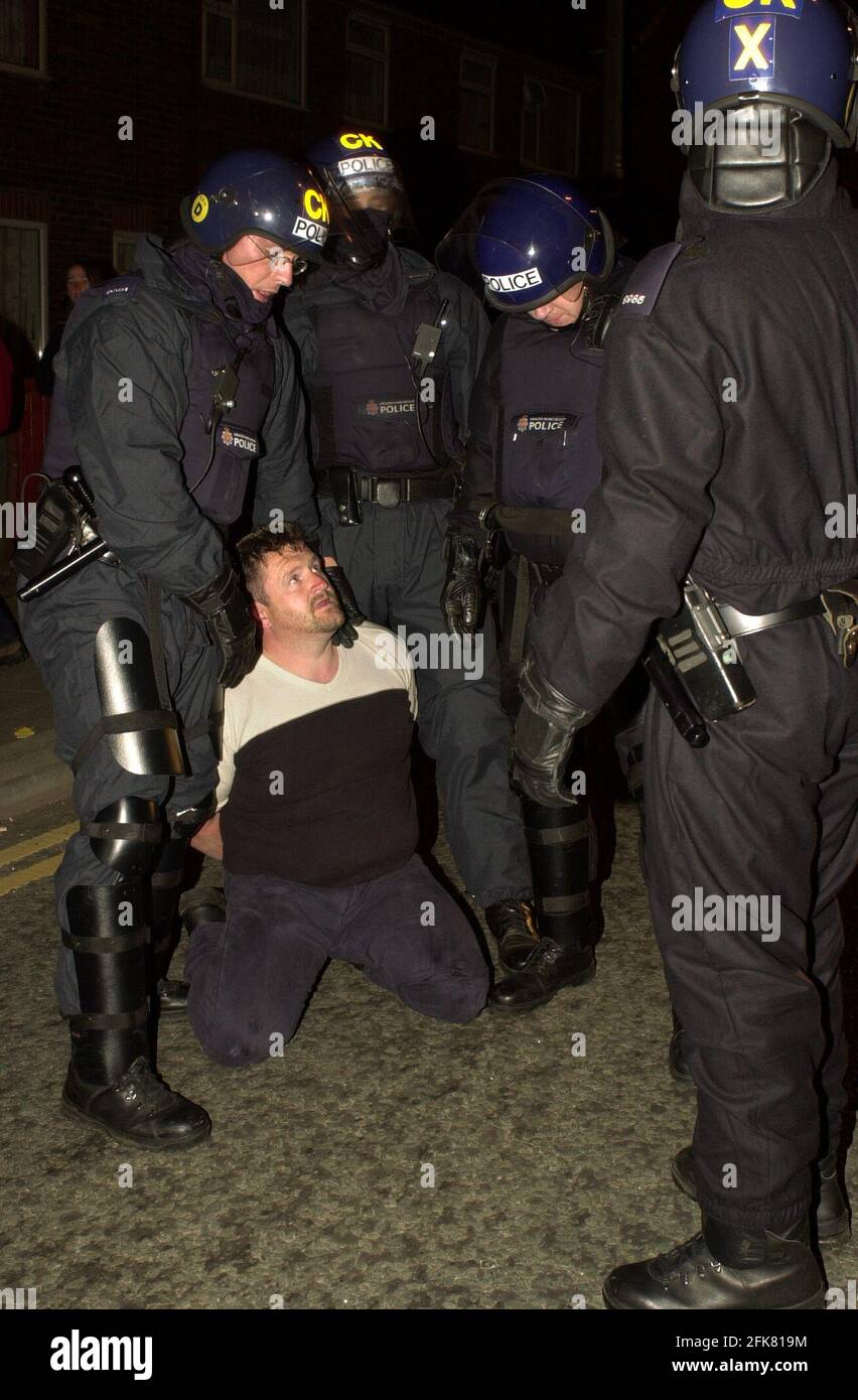 Oldham Riots May 2001a man is arrested on the Lees Road Oldham after ...