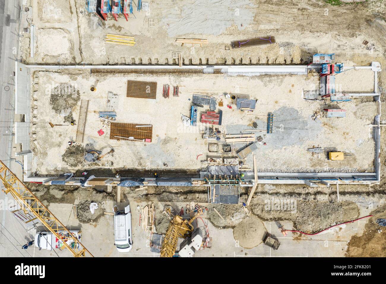 Aerial view above machinery constructing hi-res stock photography and ...