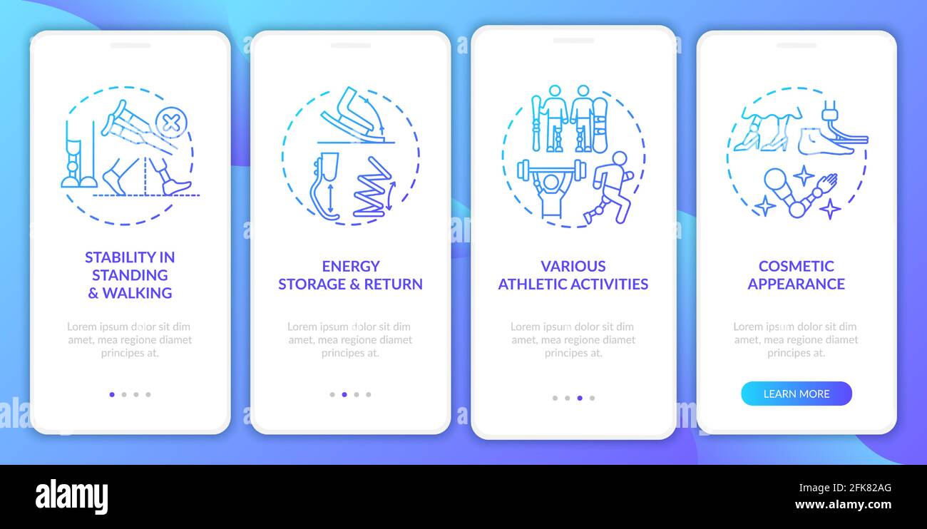 Lower-limb implants tasks onboarding mobile app page screen with concepts Stock Vector Image ...
