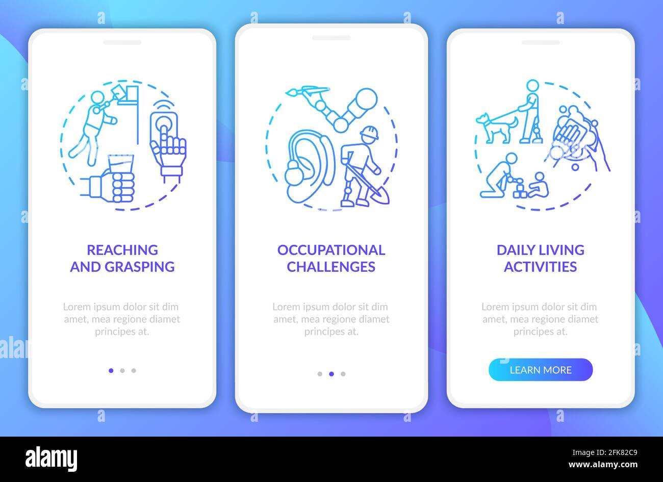 Upper-limb implants tasks onboarding mobile app page screen with concepts Stock Vector Image ...