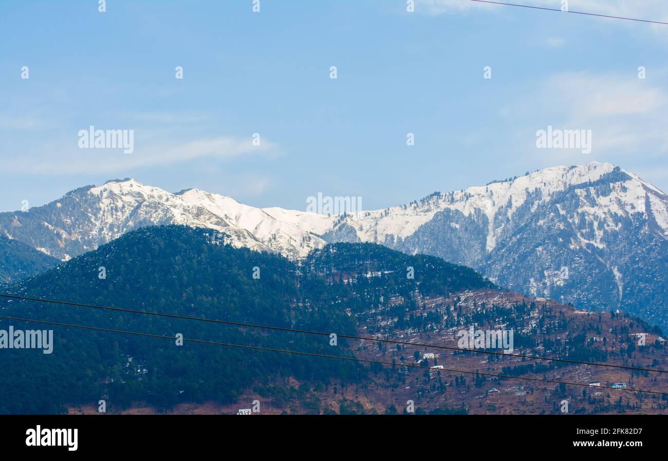 himalayan mountain range covered with the snow at patnitop a city of ...
