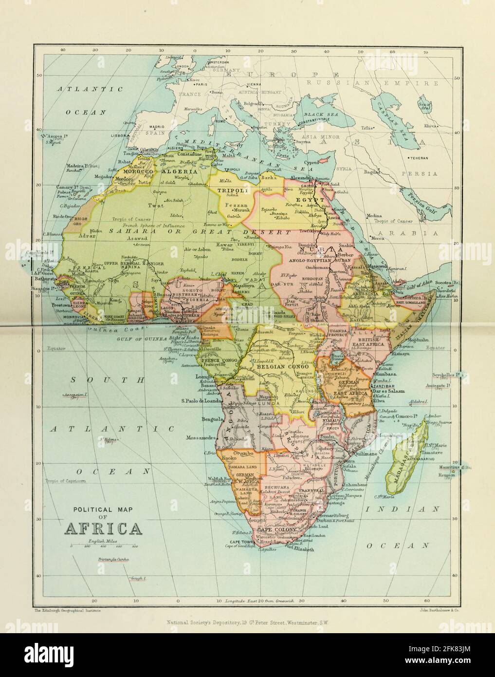 Political map of Africa From the Book ' Britain across the seas ...