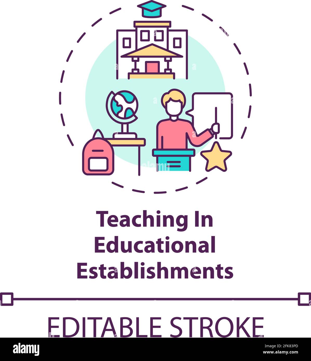 Teaching in educational establishments concept icon Stock Vector Image ...