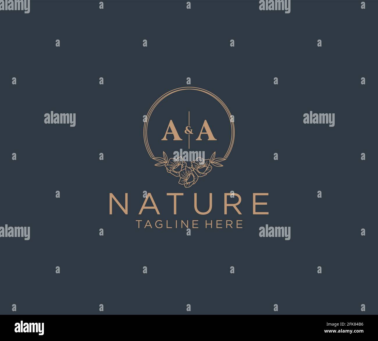 AA letters floral frames. Botanical feminine editable premade monoline ...