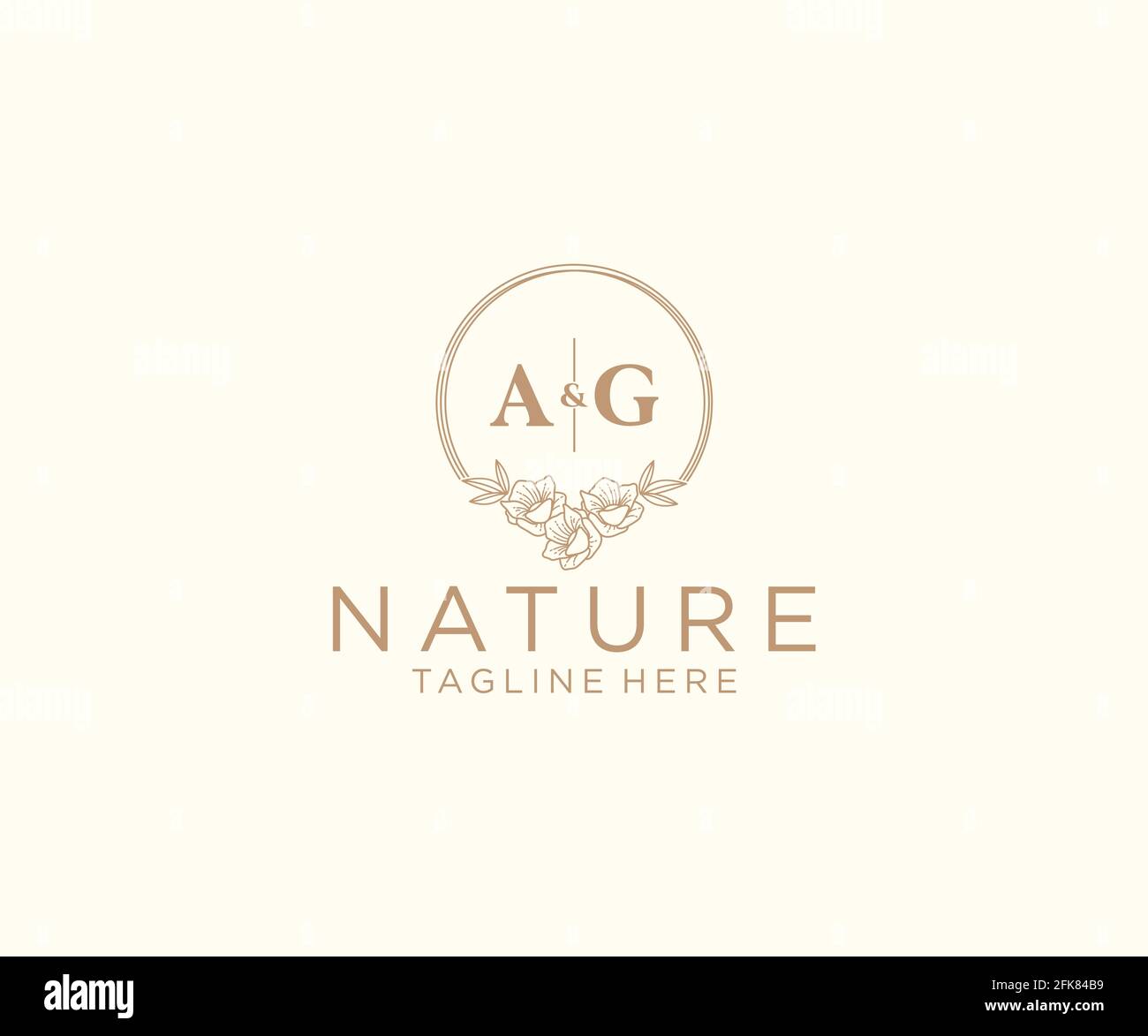 AG letters floral frames. Botanical feminine editable premade monoline ...