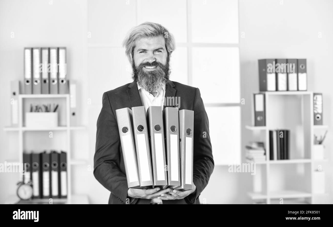 all you need. businessman work with documents. entrepreneur in modern ...