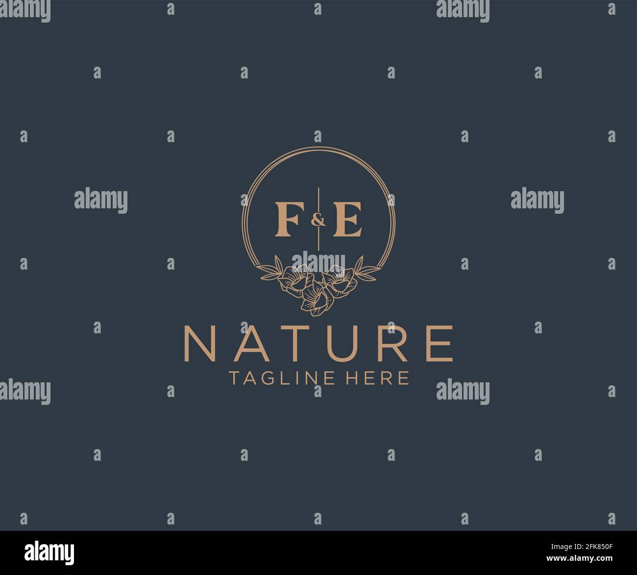 FE letters floral frames. Botanical feminine editable premade monoline ...