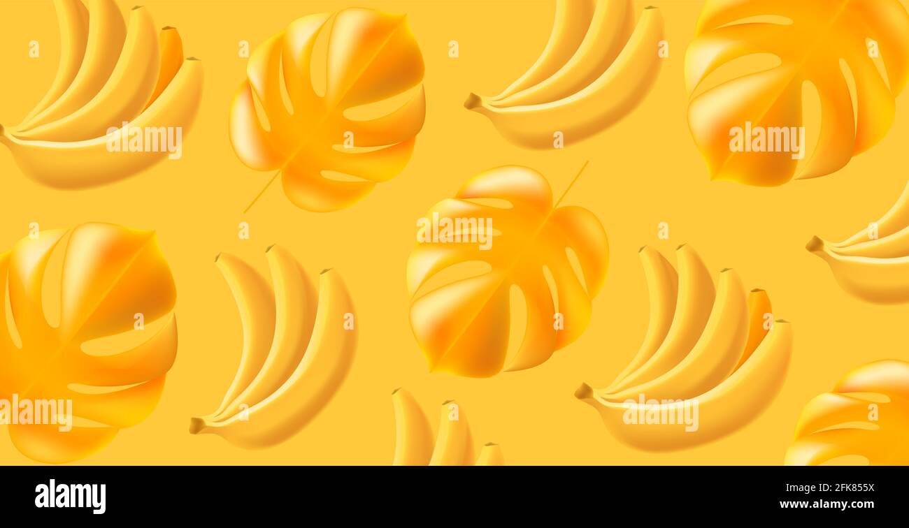 Yellow bright background with mono color yellow tropical large 3d ...