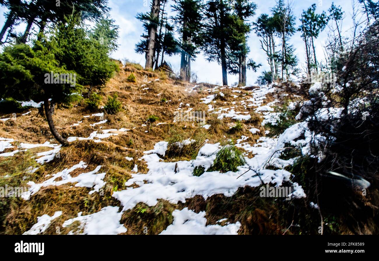 himalayan mountain range covered with the snow at patnitop a city of ...