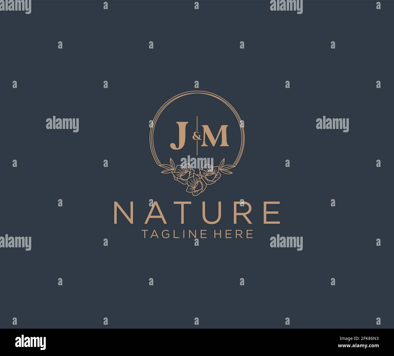 JM letters floral frames. Botanical feminine editable premade monoline ...