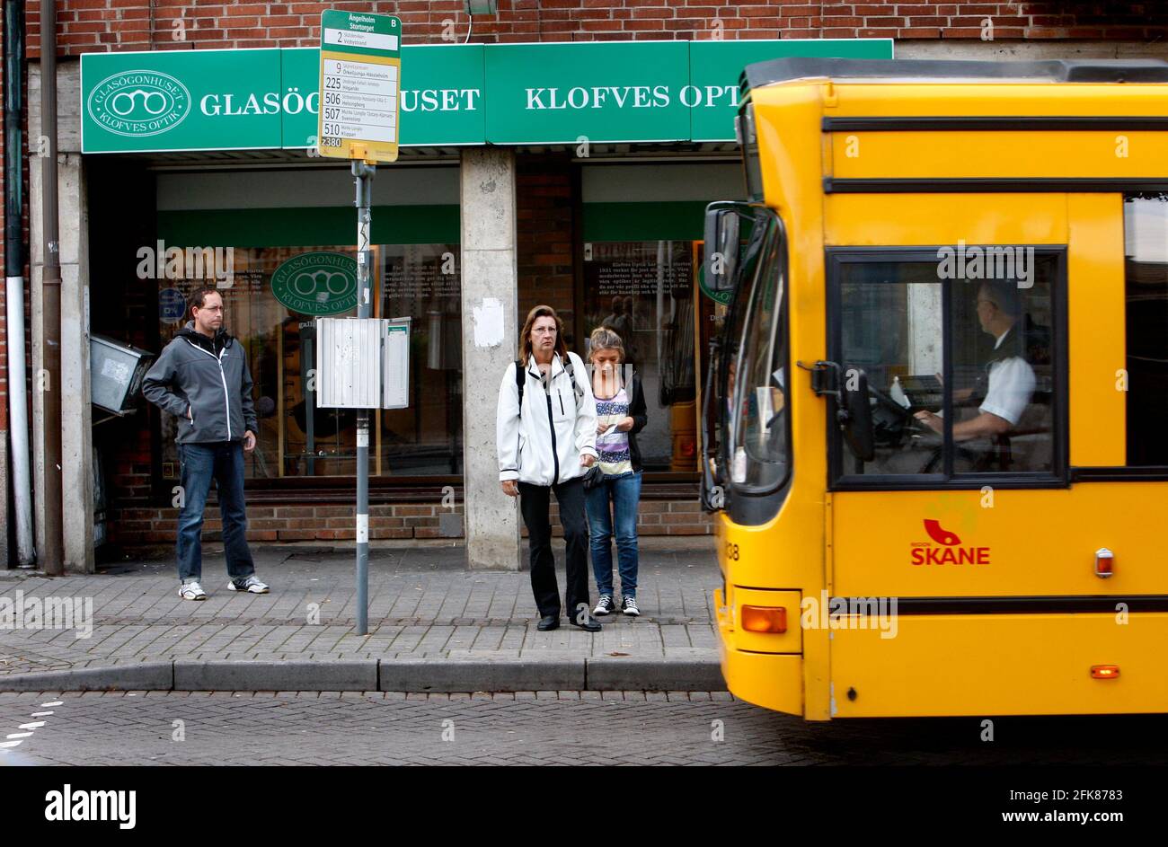 People waiting for the bus in the city of Ängelholm, Sweden Stock Photo ...
