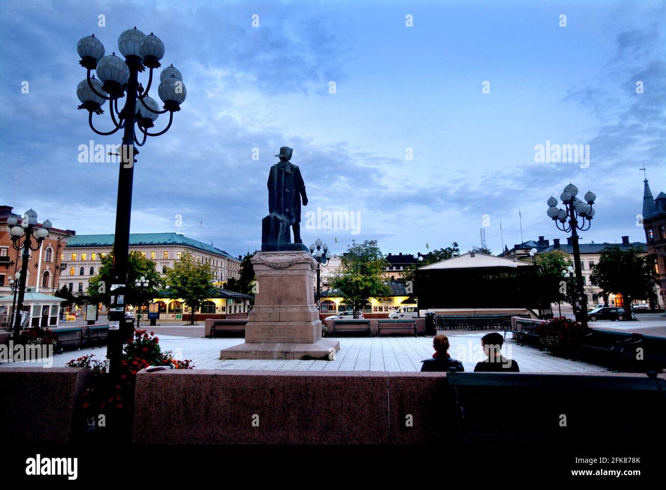 Square and a statue in the city of Sundsvall, Sweden Stock Photo - Alamy