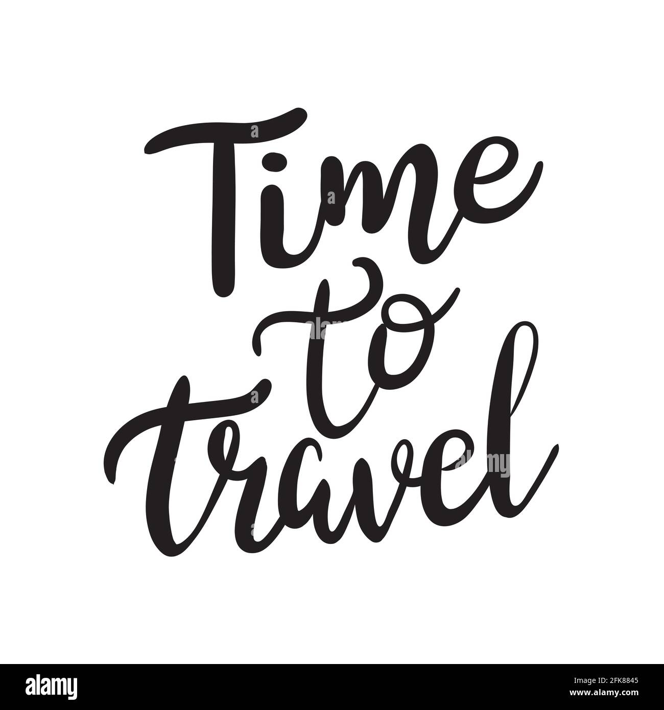 Vector illustration. Vintage hand lettering print of Travel on white ...