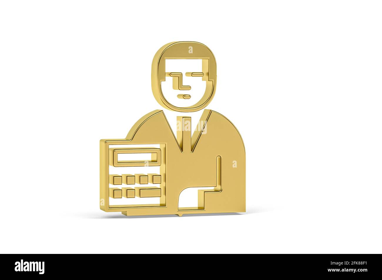 Golden 3d accounting icon isolated on white background - 3d render ...