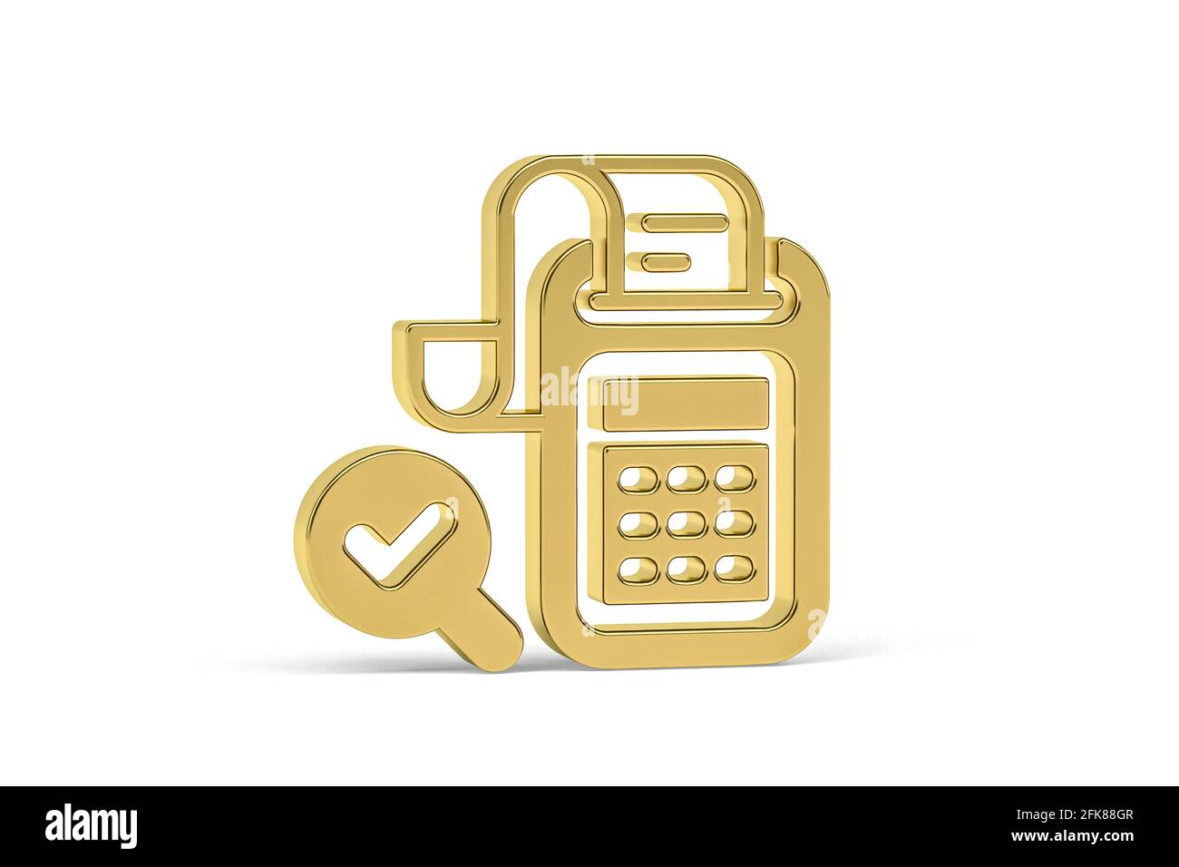 Golden 3d accounting icon isolated on white background - 3d render ...