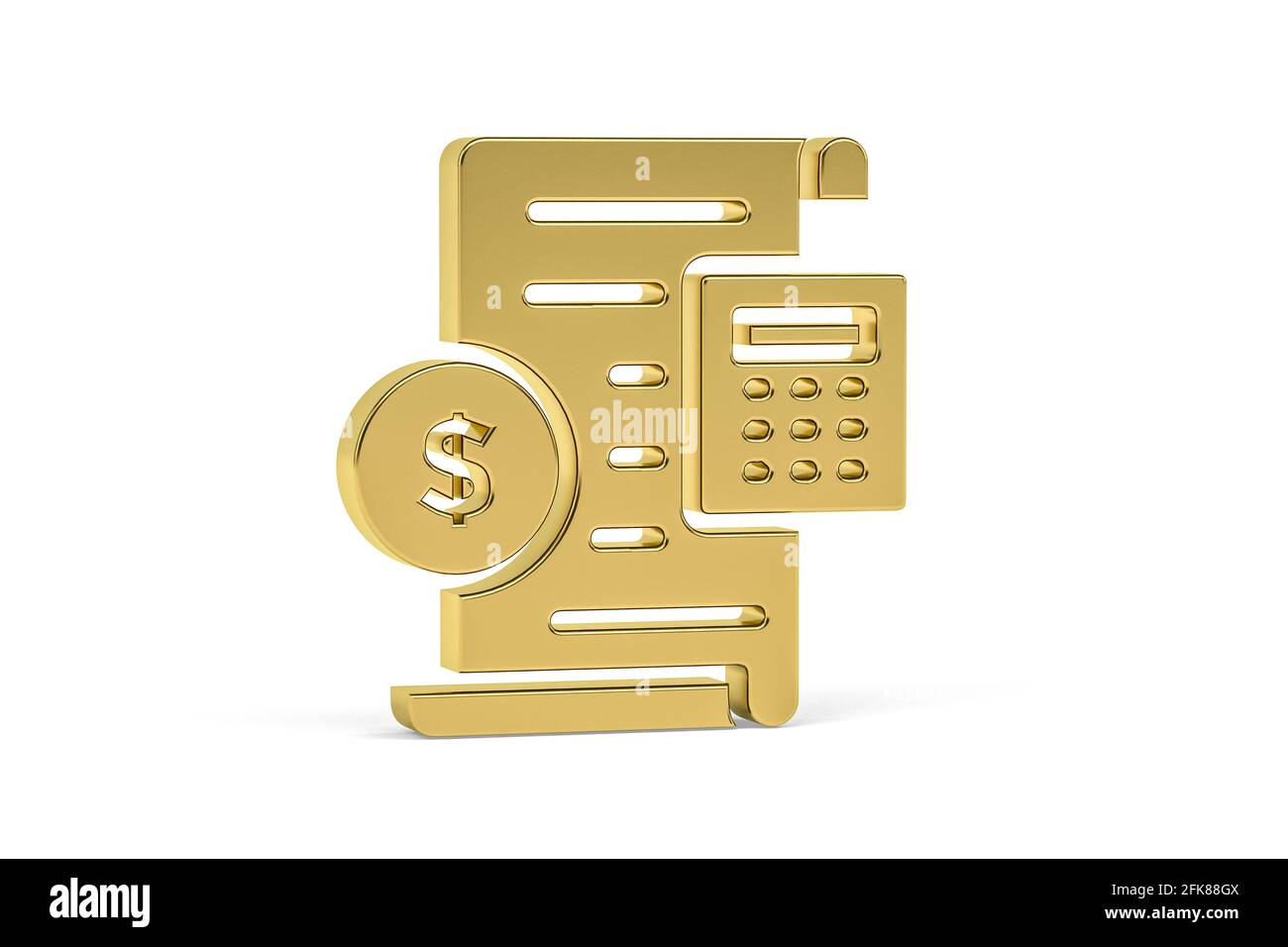 Golden 3d accounting icon isolated on white background - 3d render ...