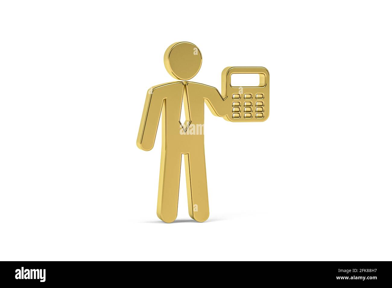 Golden 3d accounting icon isolated on white background - 3d render ...