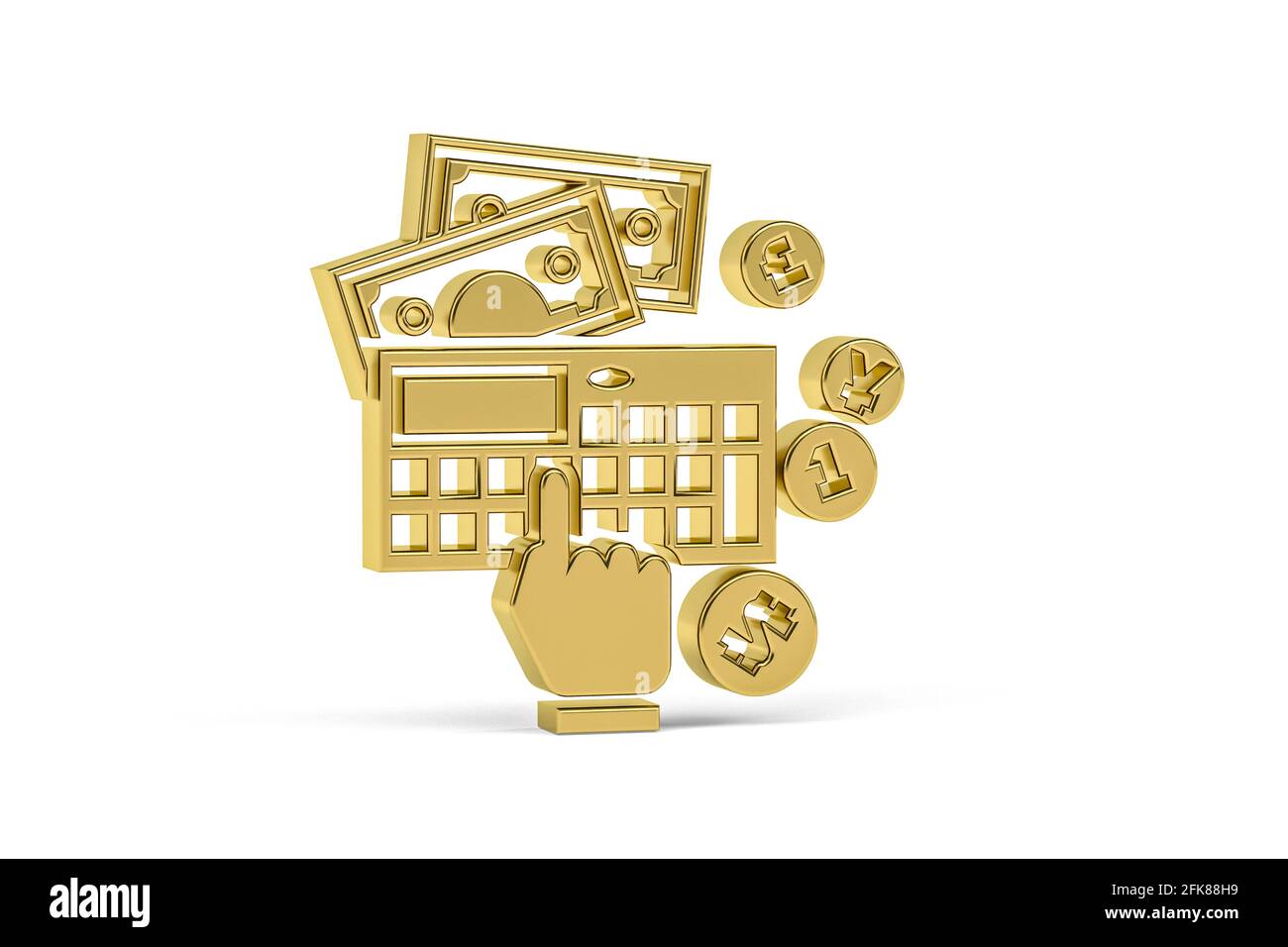 Golden 3d accounting icon isolated on white background - 3d render ...