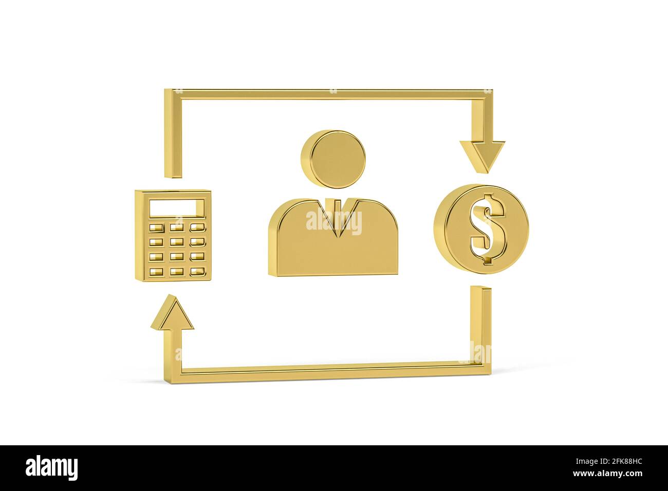 Golden 3d accounting icon isolated on white background - 3d render ...