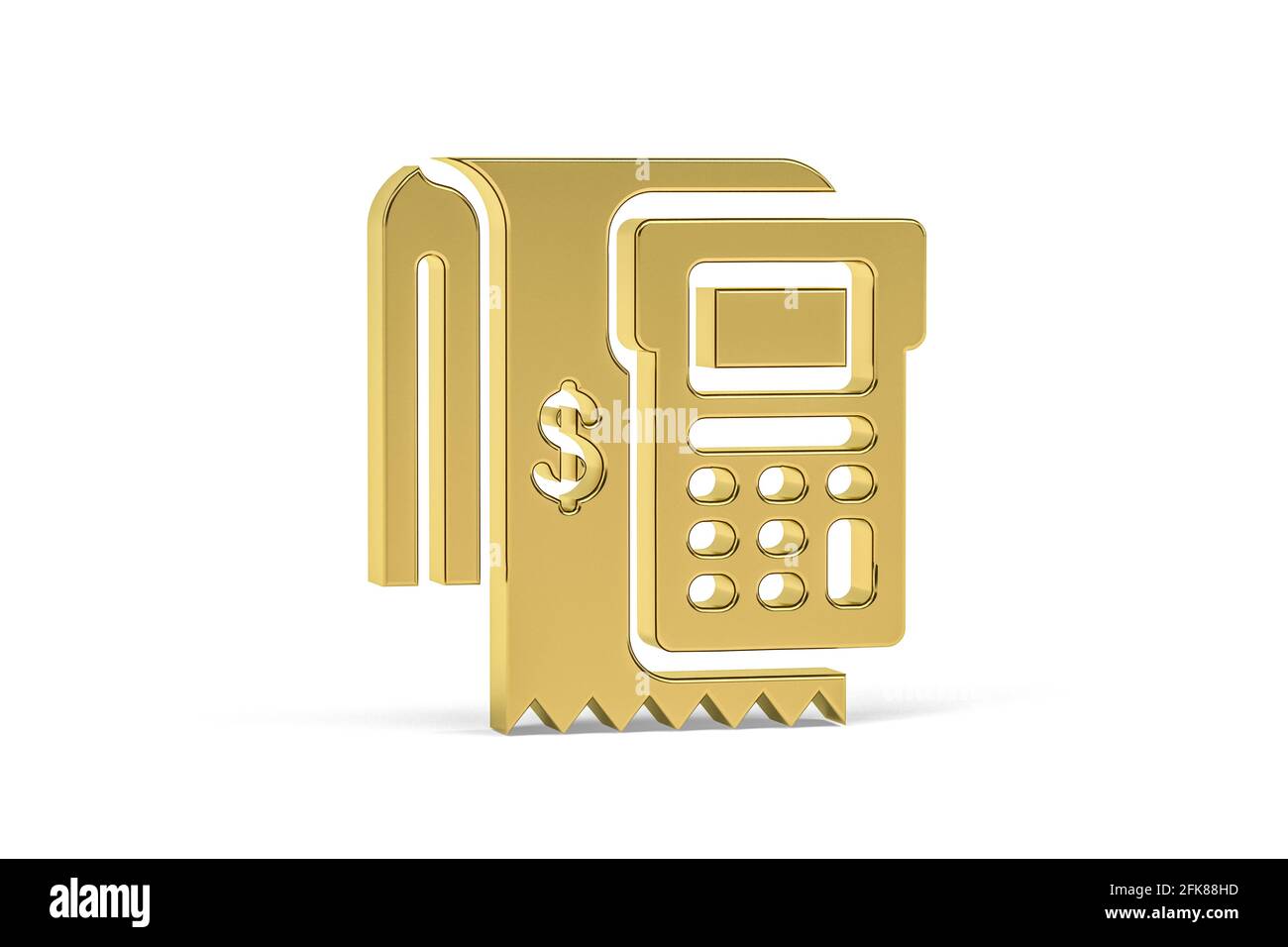 Golden 3d accounting icon isolated on white background - 3d render ...