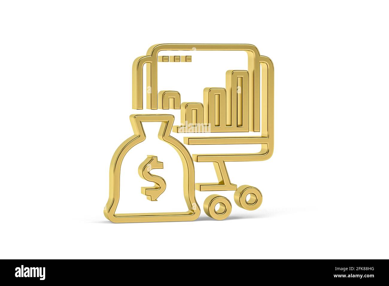 Golden 3d accounting icon isolated on white background - 3d render ...