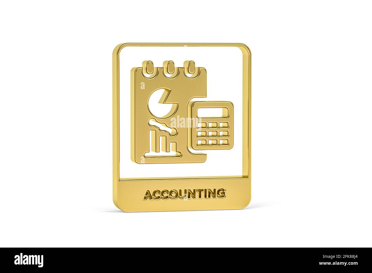 Golden 3d accounting icon isolated on white background - 3d render ...