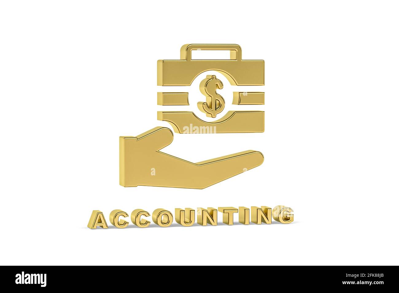 Golden 3d accounting icon isolated on white background - 3d render ...