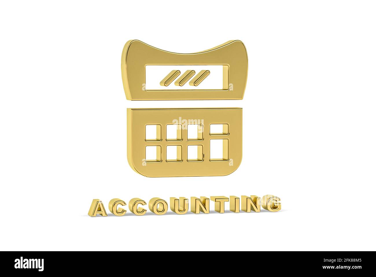 Golden 3d accounting icon isolated on white background - 3d render ...