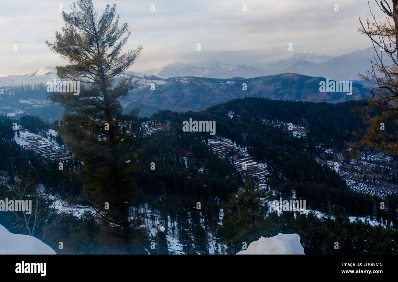 himalayan mountain range covered with the snow at patnitop a city of ...