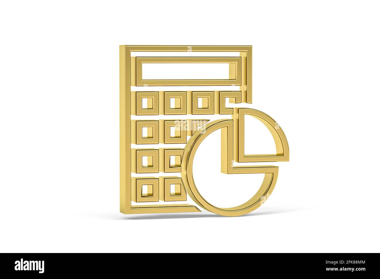 Golden 3d accounting icon isolated on white background - 3d render ...
