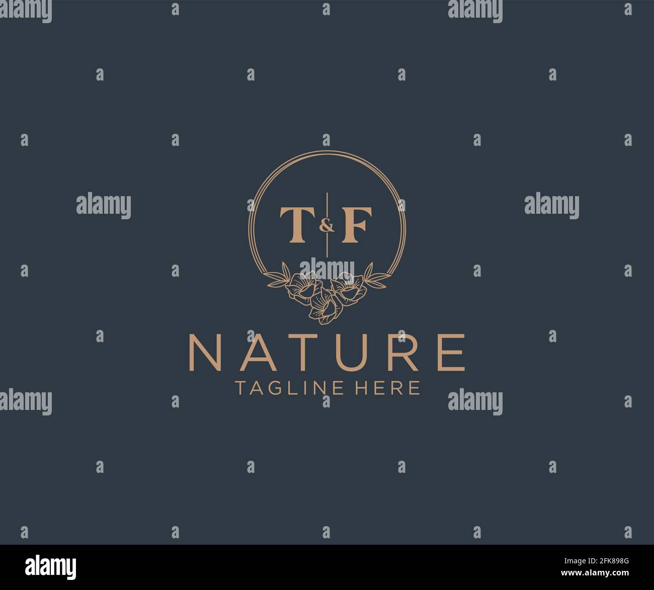 TF letters floral frames. Botanical feminine editable premade monoline ...