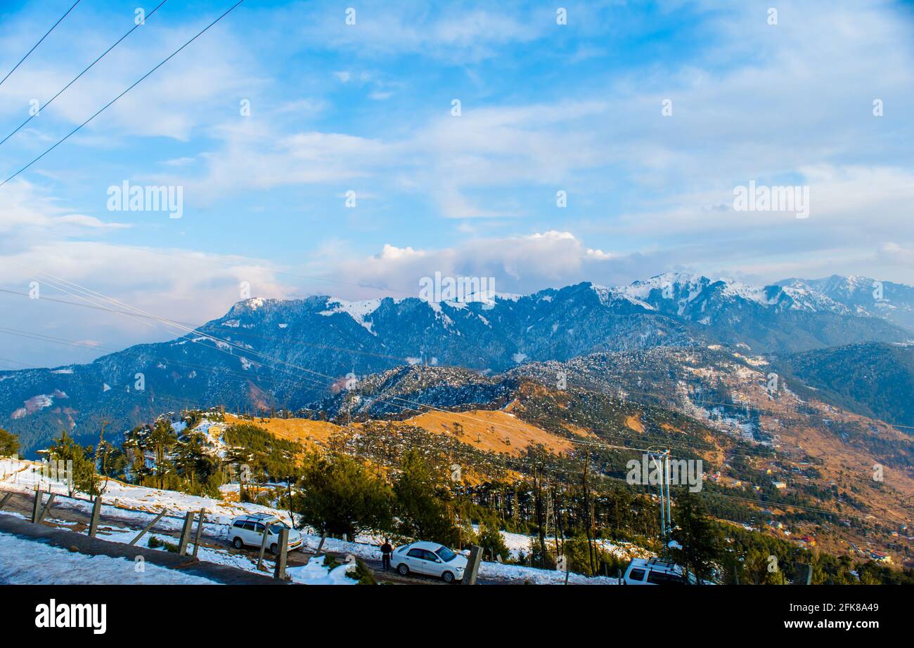 himalayan mountain range covered with the snow at patnitop a city of ...