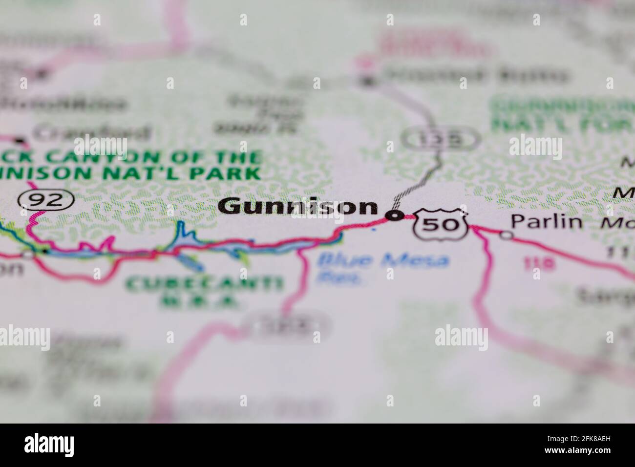 Gunnison Colorado USA shown on a Geography map or road map Stock Photo ...