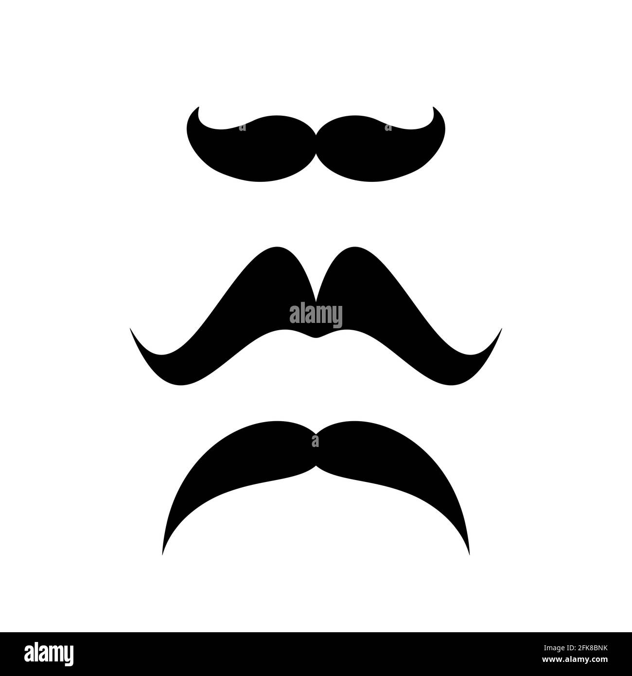 retro moustache silhouettes set. Black simple cut out samples isolated ...