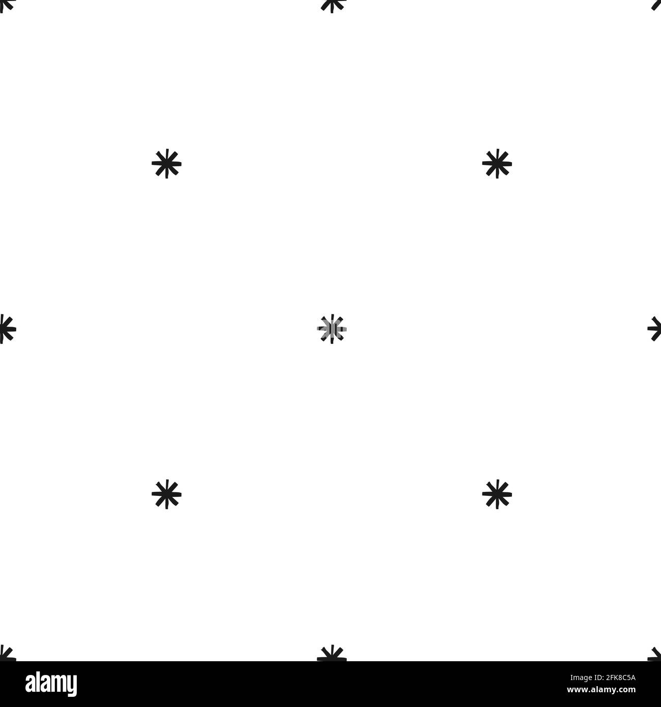 Seamless pattern with black hand drawn stars or asterisks on white ...
